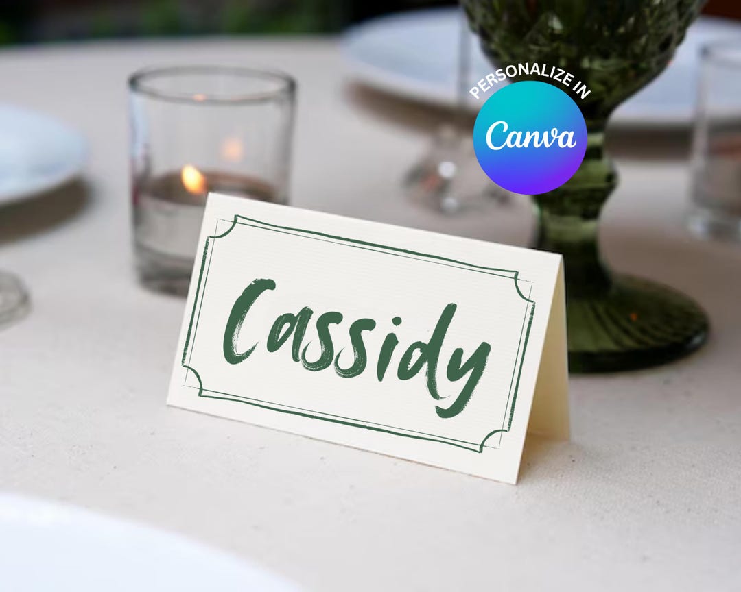 Friendsmas Place Card Template: Rustic Christmas Table Setting (digital ...