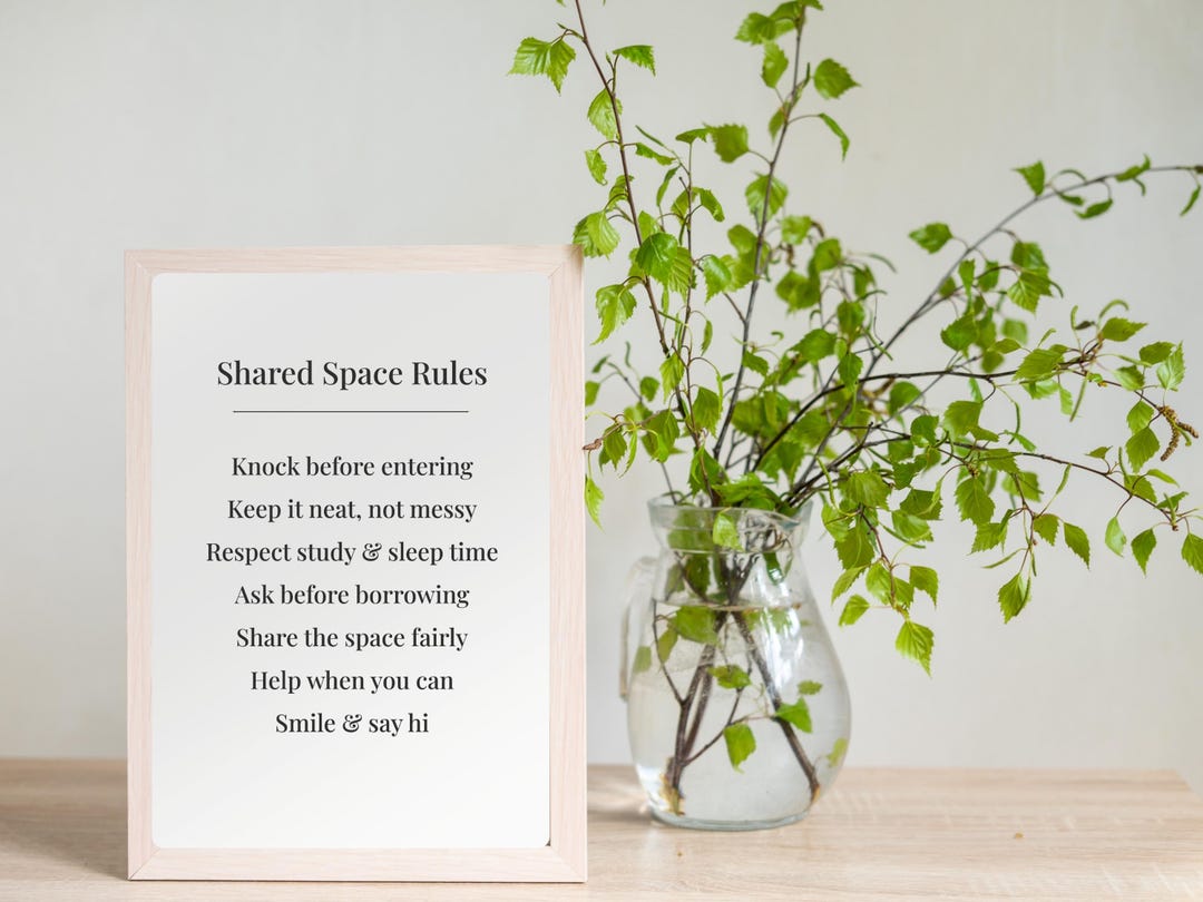 Dorm Room Rules Print, Neutral Shared Living Agreement (digital ...