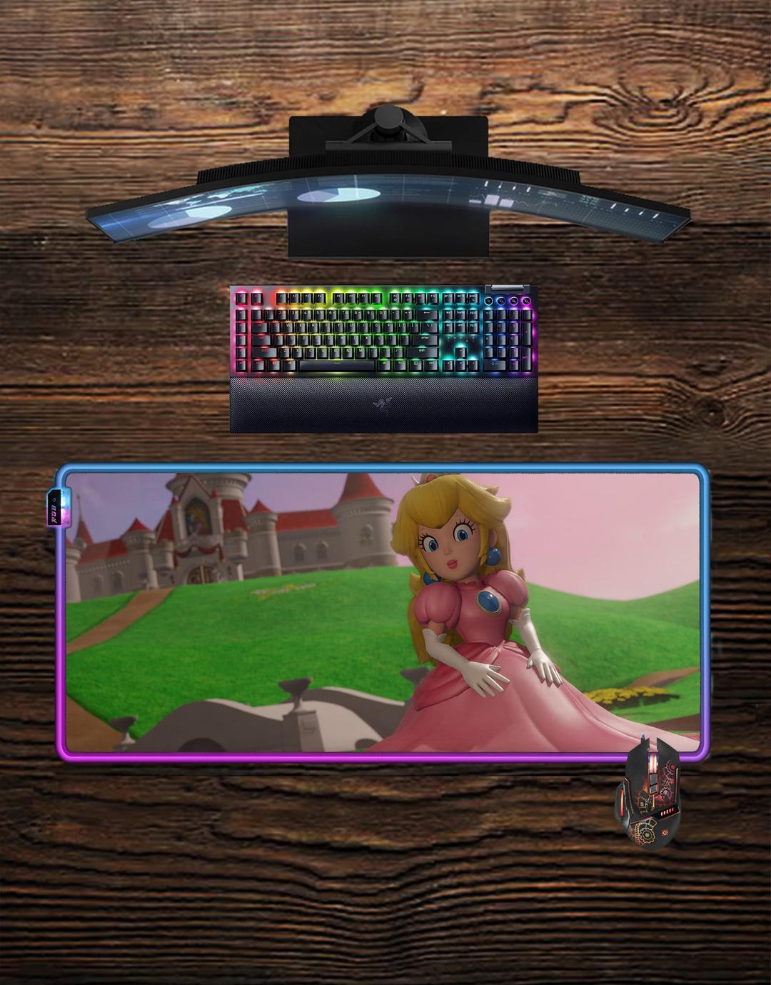 Super Mario Princess Peach LED Mouse Pad: Video Game RGB Gaming Desk ...
