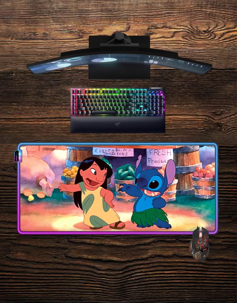 Stitch LED Mouse Pad: Lilo RGB Gaming Desk Mat - Etsy
