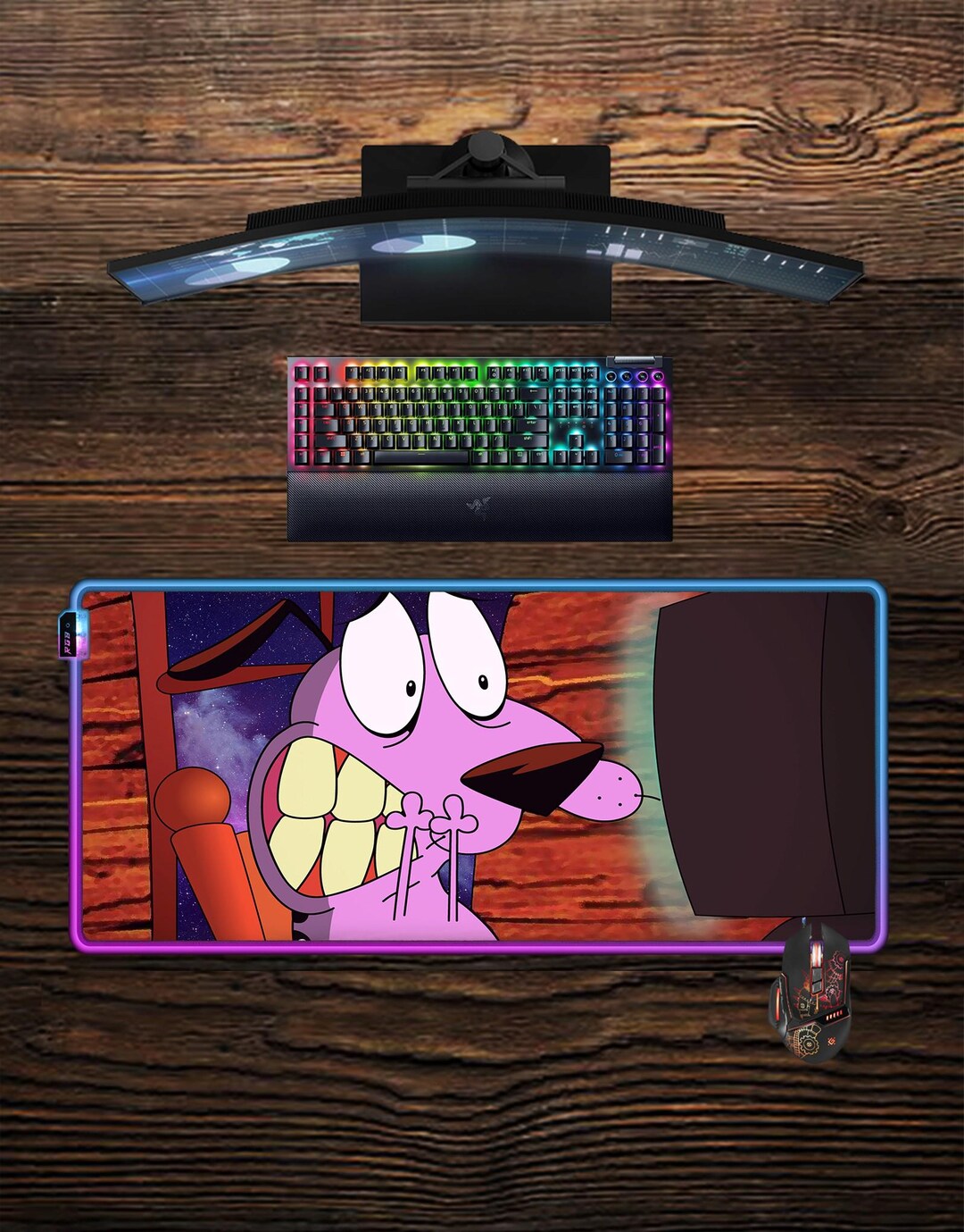 Courage the Cowardly Dog LED Mouse Pad: RGB Gaming Desk Mat - Etsy