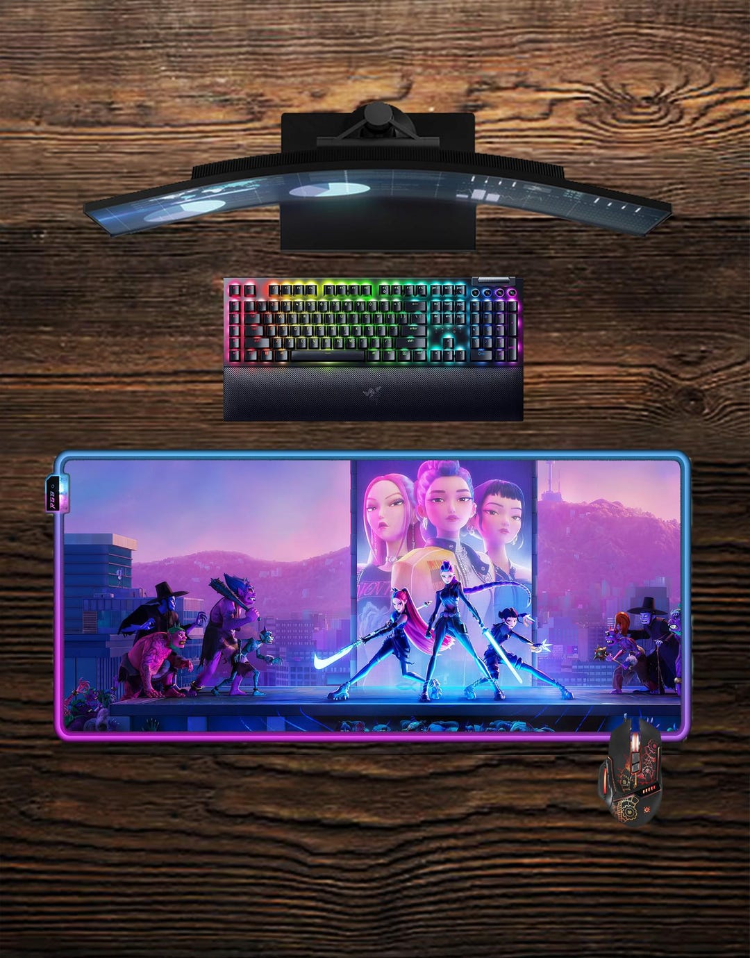 Kpop Demon Hunters LED Mouse Pad: Rumi, Zoey, Mira, Derpy and Sussie ...
