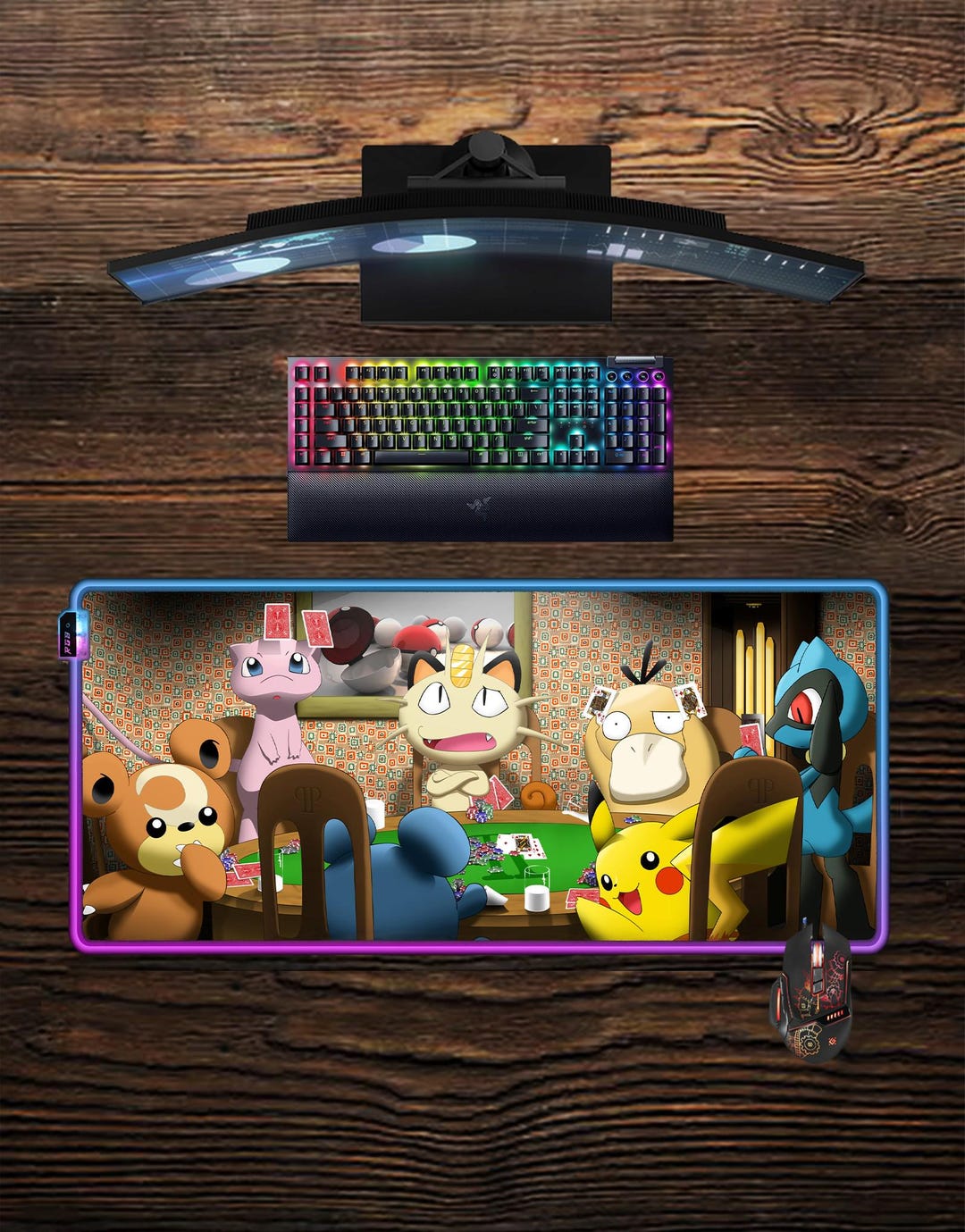 Pokemon LED Mouse Mat, Pikachu, Meowth, Psyduck Rgb Mouse Pad - Etsy