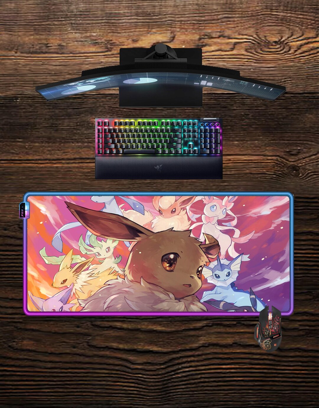 Eevee LED Mouse Pad: Pokemon RGB Gaming Desk Mat - Etsy