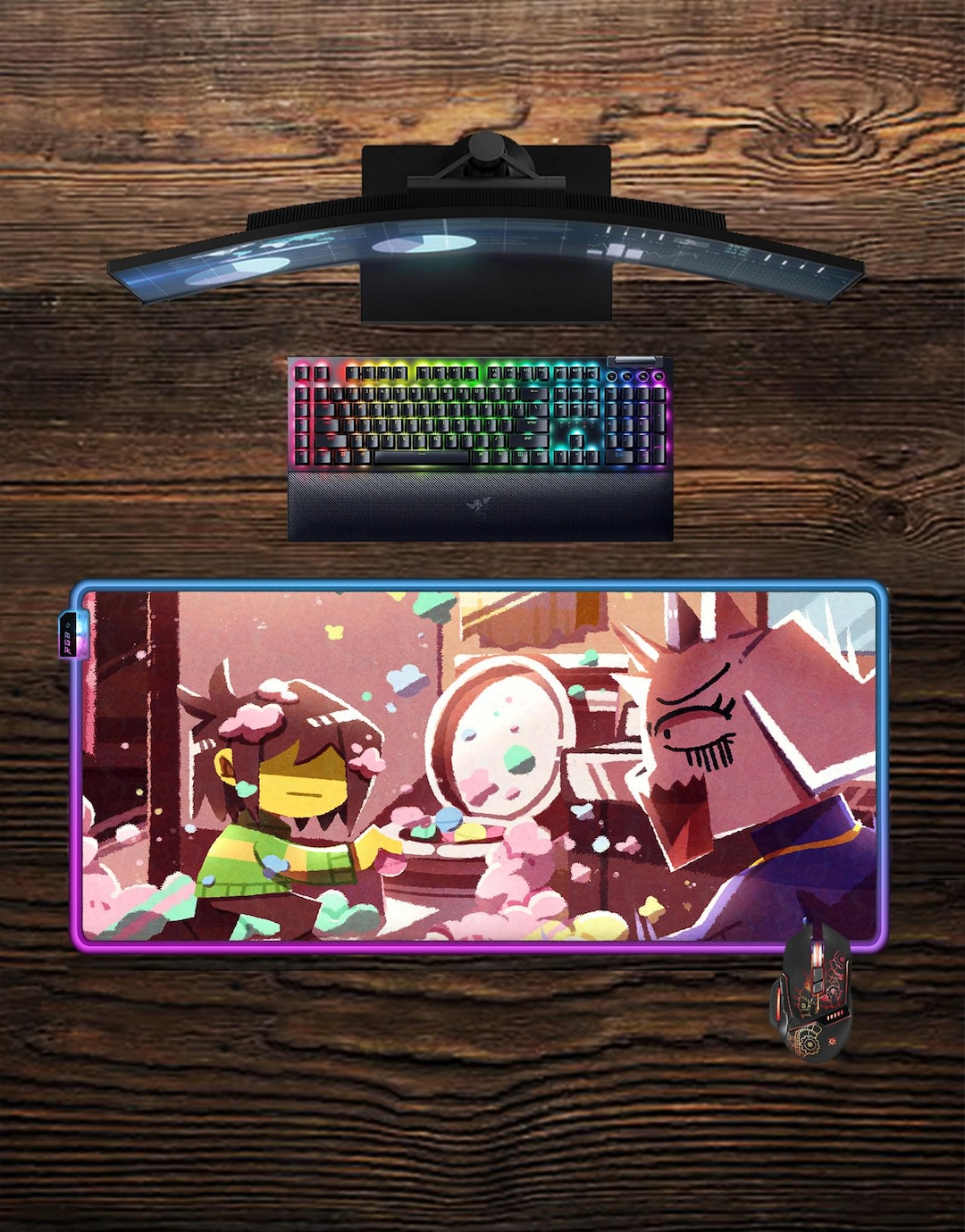 Undertale Deltarune LED Mouse Pad: Kris, Toriel RGB Gaming Desk Mat - Etsy