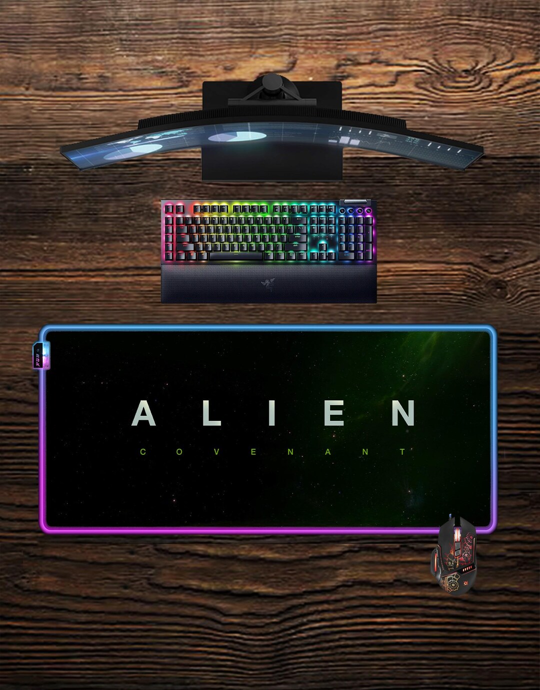 Alien Covenant LED Mouse Pad: RGB Gaming Desk Mat - Etsy