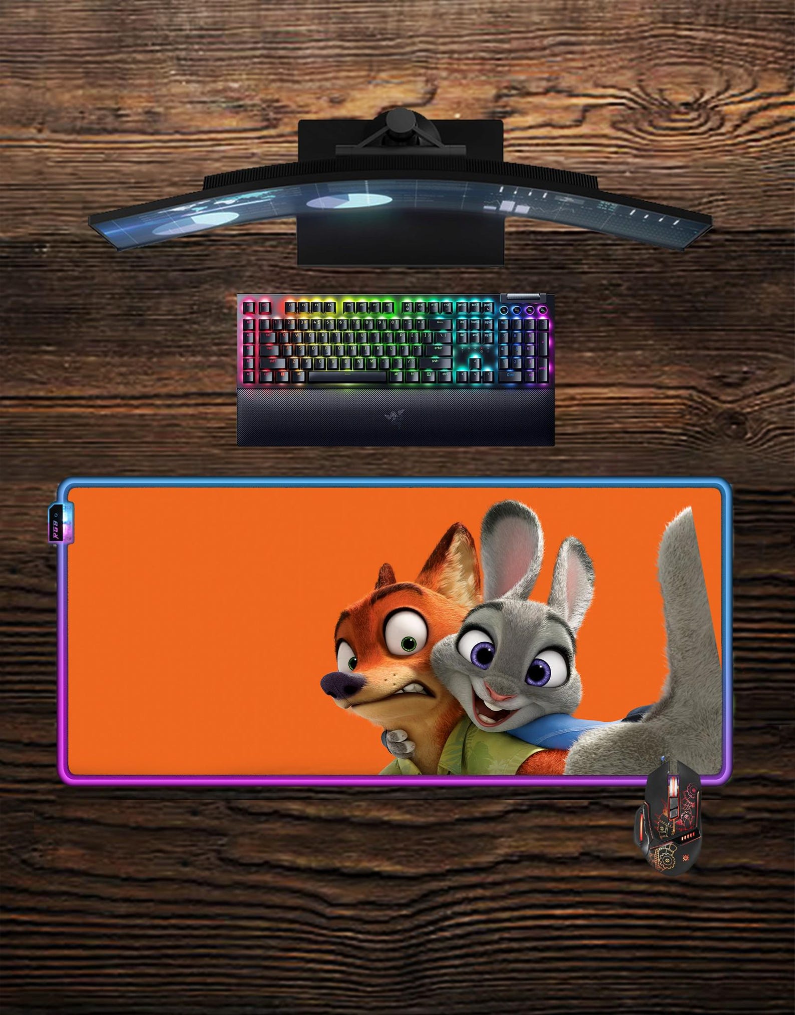 Zootopia LED Mouse Pad: RGB Gaming Desk Mat - Etsy