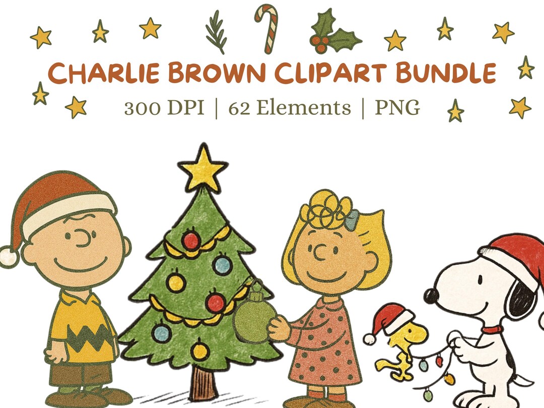 Charlie Brown Christmas Clipart Bundle: Peanuts Holiday Pngs (62 ...