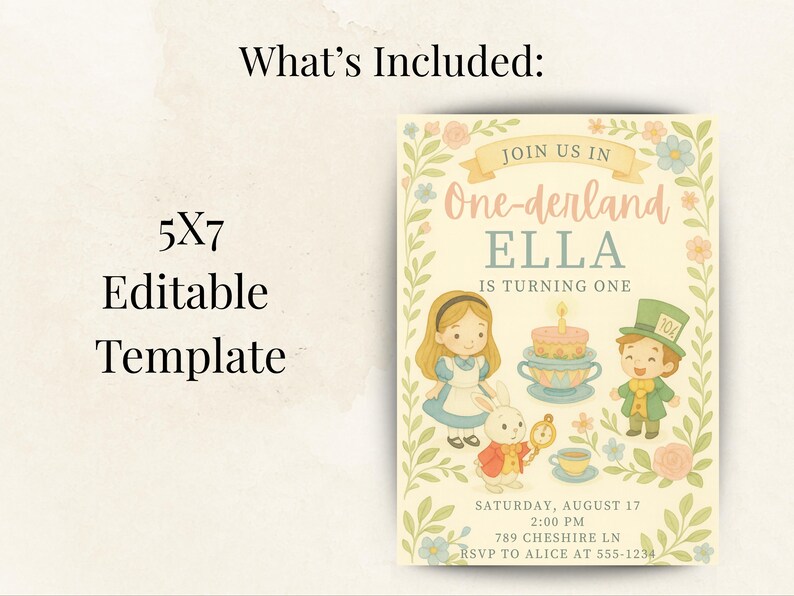 Whimsical One-derland Birthday Invitation | Pastel Wonderland 1st ...