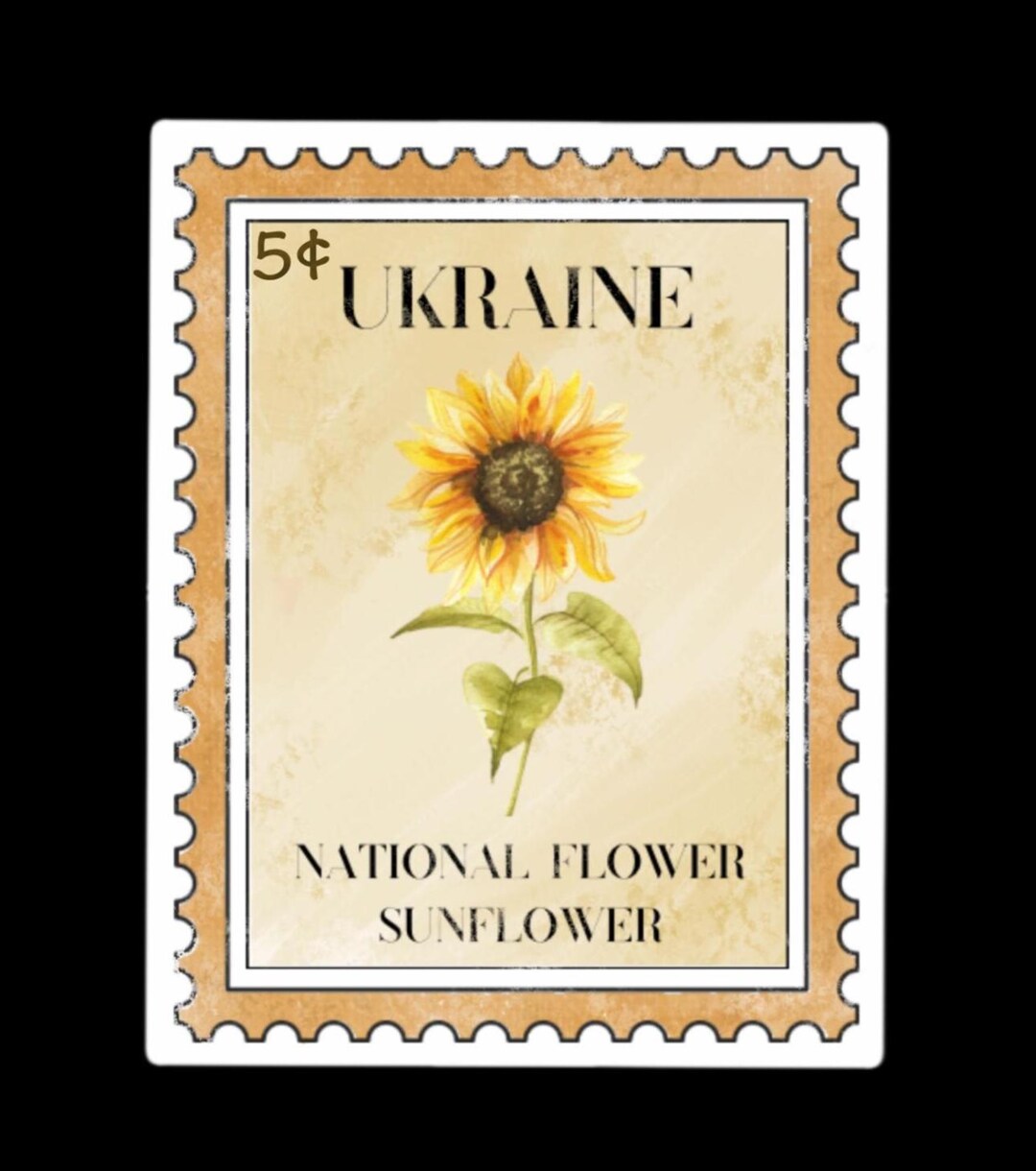 Ukraine National Flower Stamp Sticker - Etsy