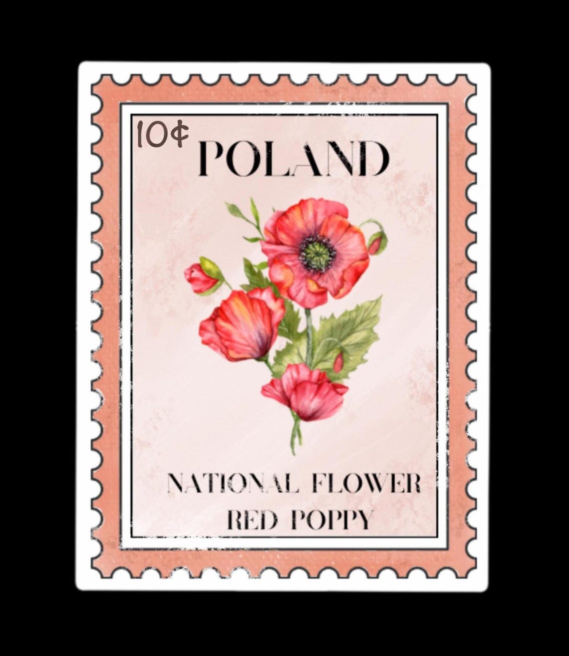 Poland National Flower Stamp Sticker - Etsy
