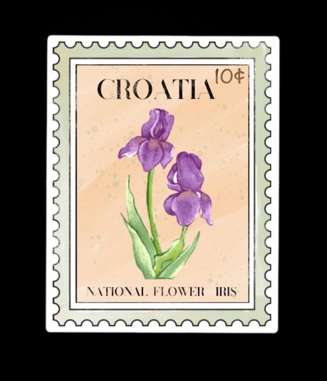 Croatia National Flower Stamp Sticker - Etsy