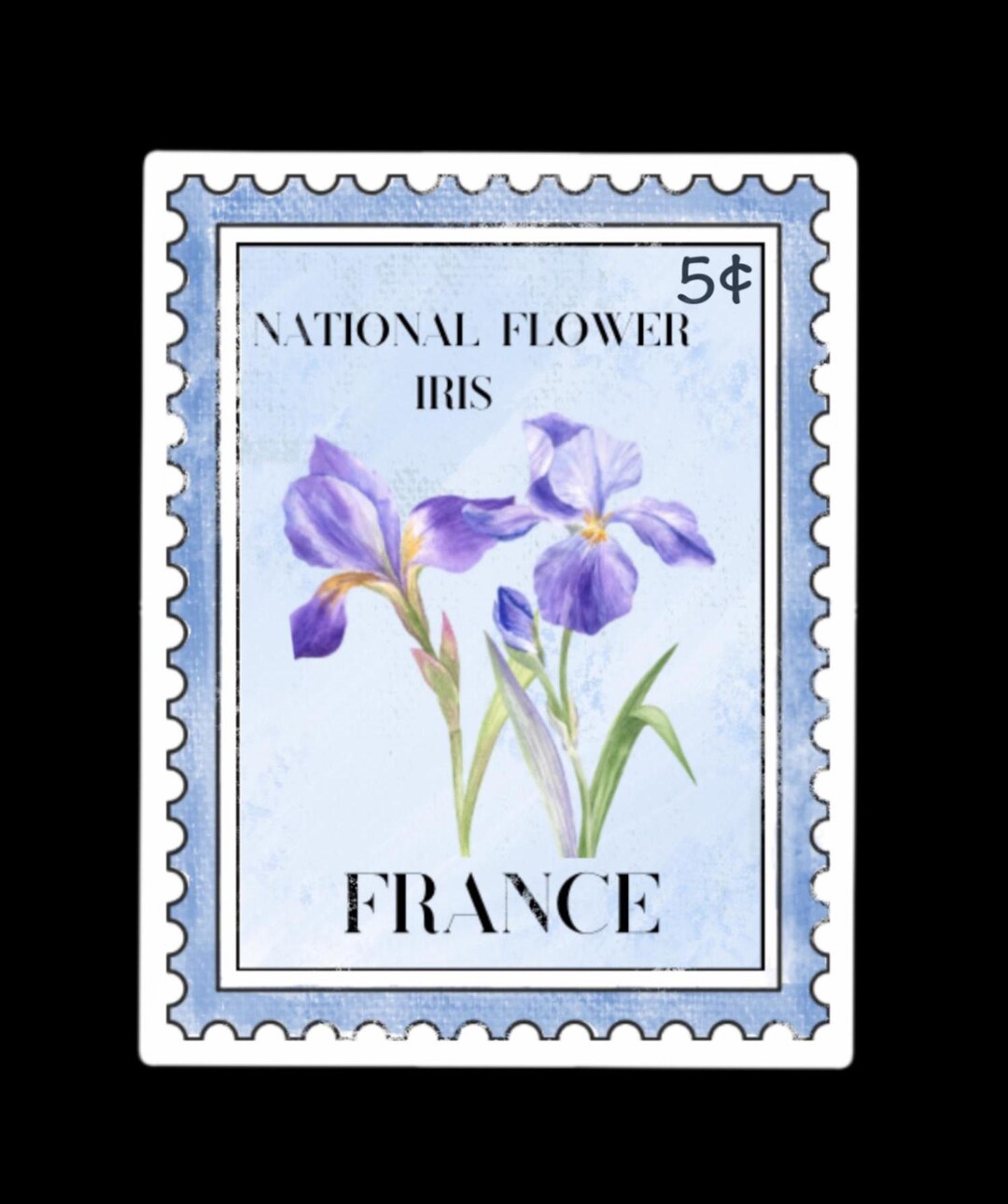 France National Flower Stamp Sticker - Etsy