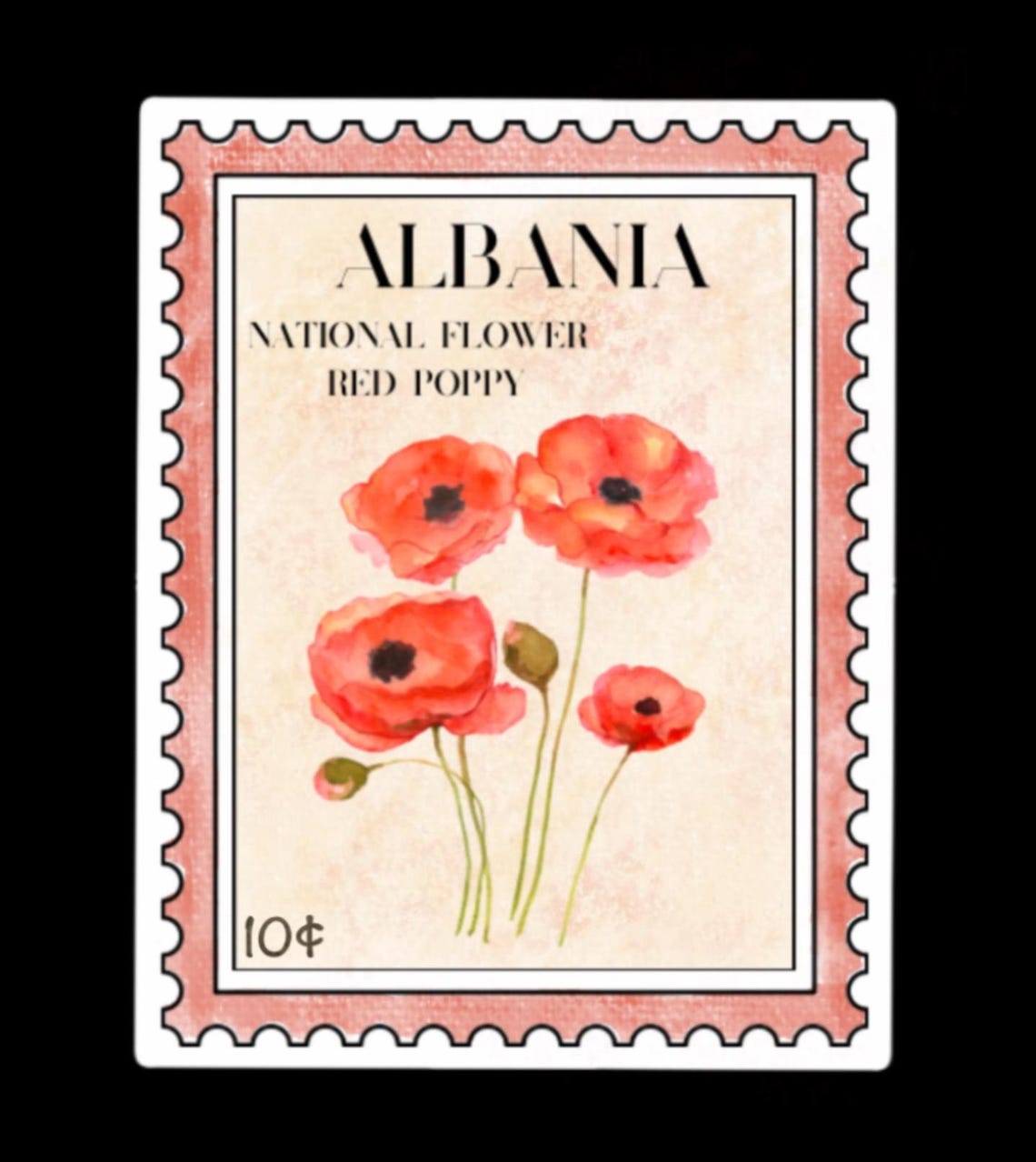 Albania National Flower Stamp Sticker - Etsy
