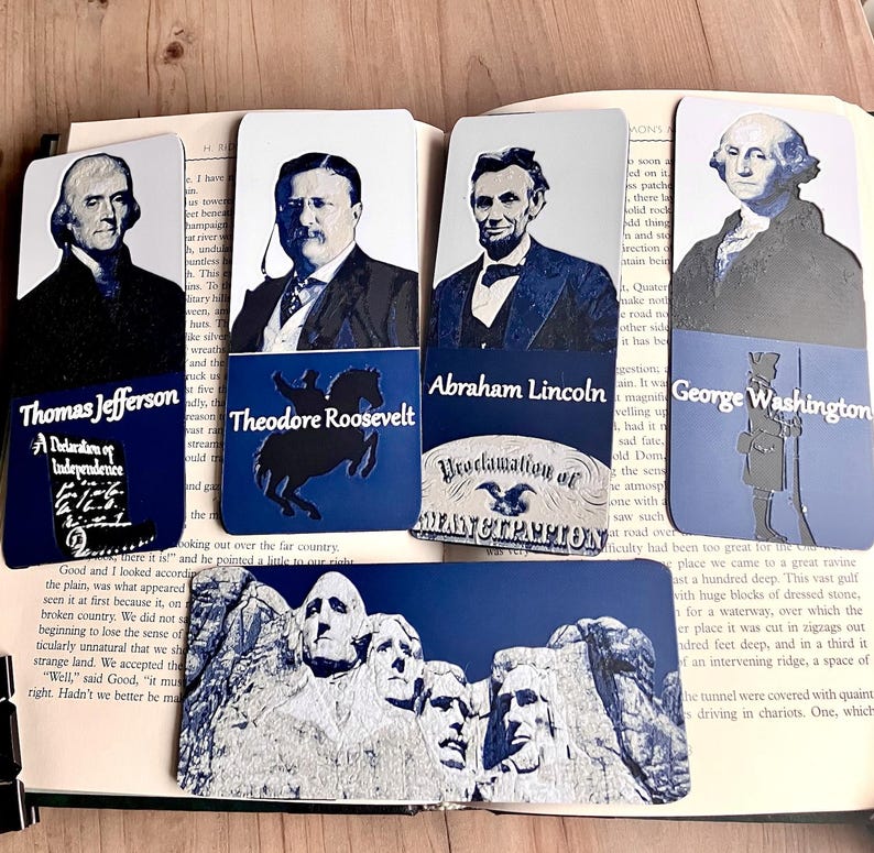 Mount Rushmore American Presidents Textured Bookmark Set - Etsy