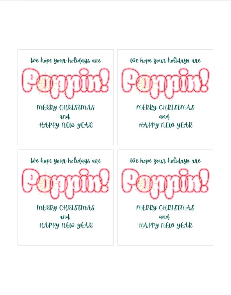 Poppin' Christmas Gift Tag: Printable Holiday Treat Tags (digital ...