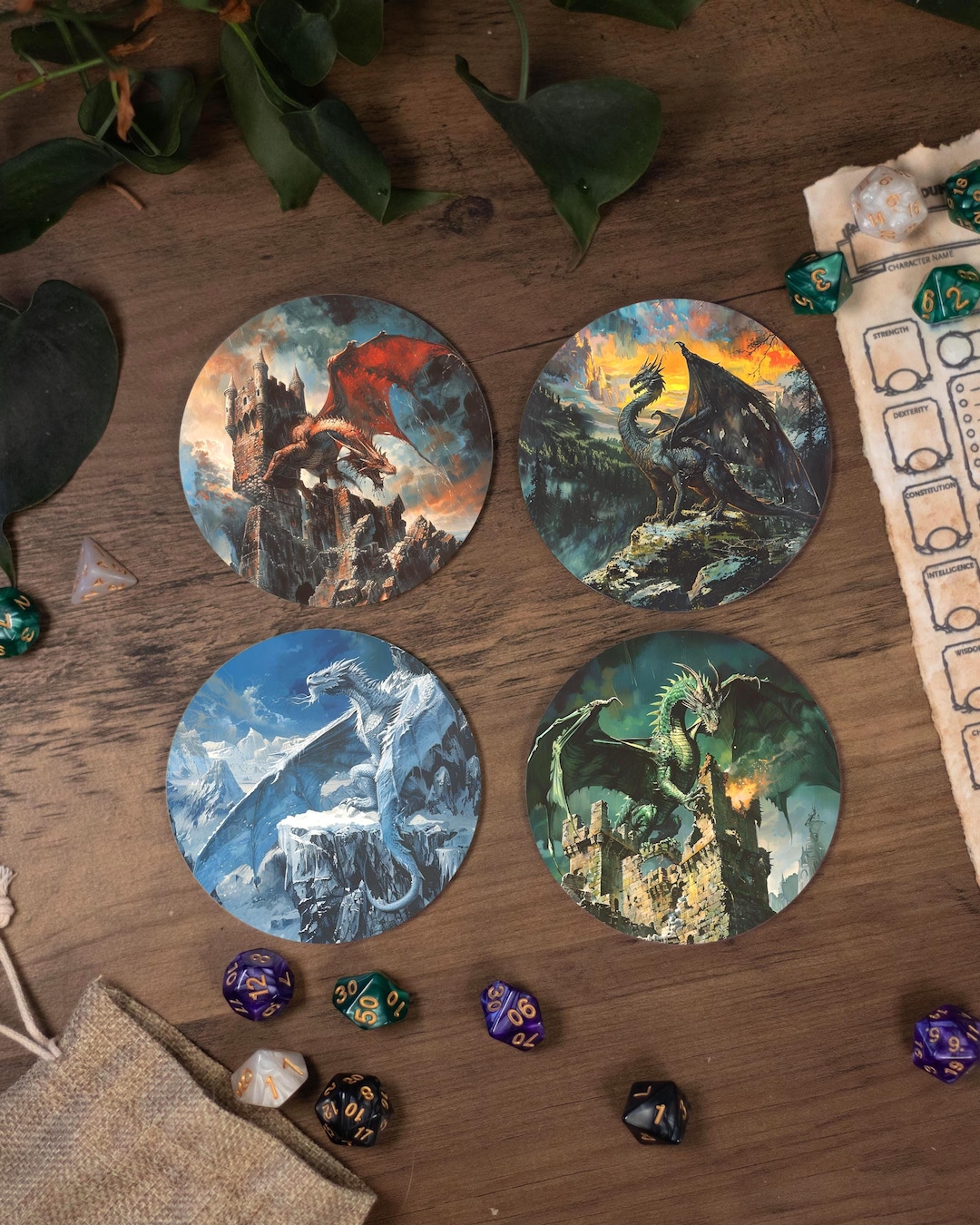 Fantasy Dragon Coaster Set of 4 | Tabletop Gaming Decor | Dark Fantasy ...