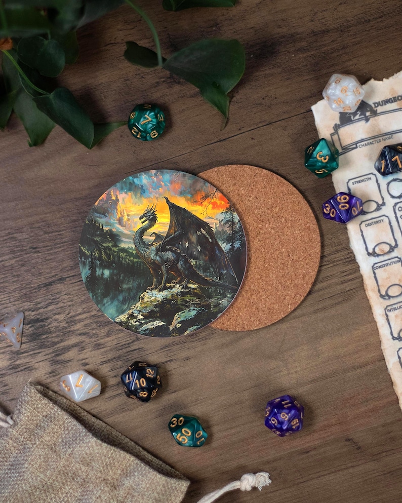 Fantasy Dragon Coaster Set of 4 | Tabletop Gaming Decor | Dark Fantasy ...