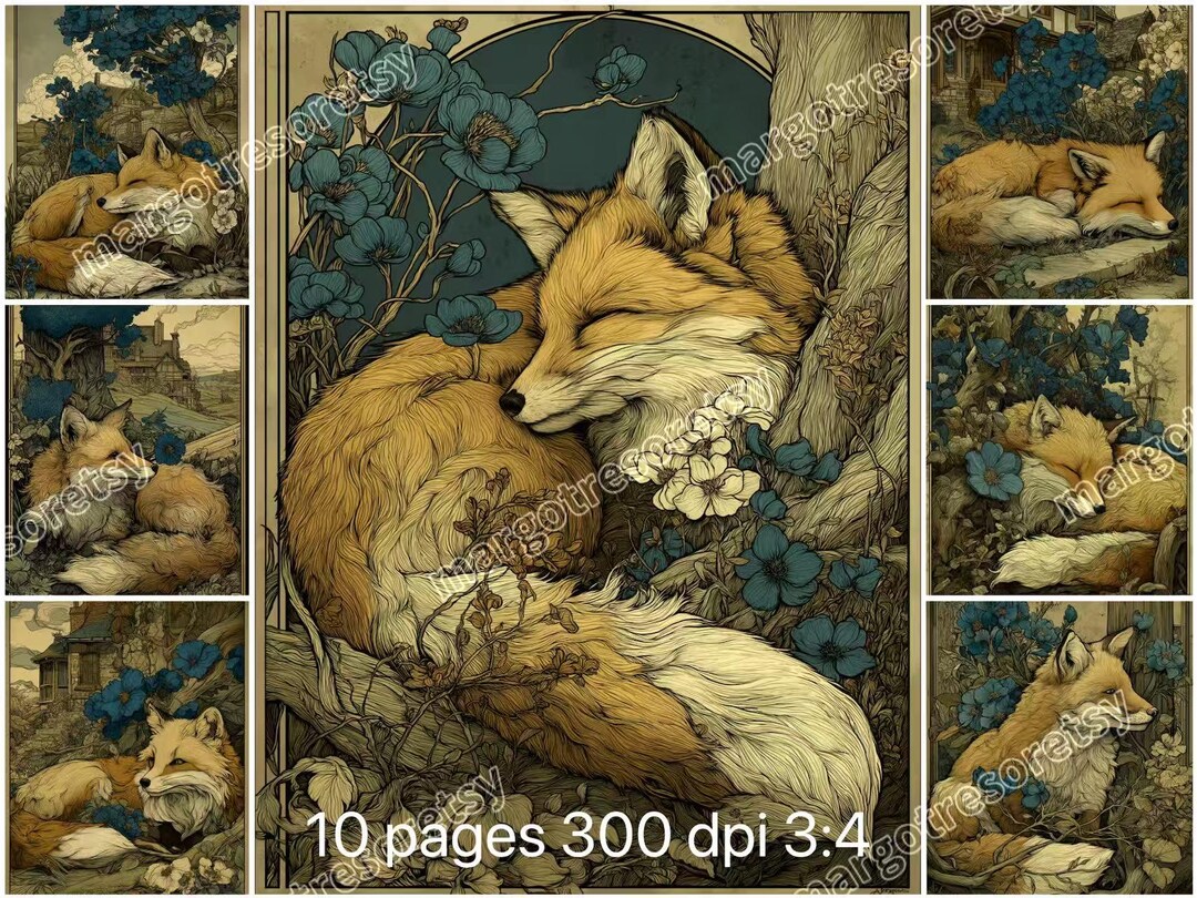 Fox: 10 High-resolution Watercolor JPG Files for Junk Journaling ...