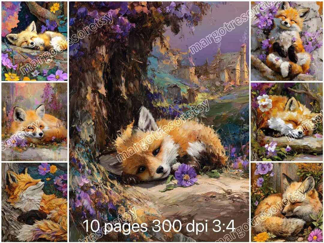 Fox: 10 High-resolution Watercolor JPG Files for Junk Journaling ...