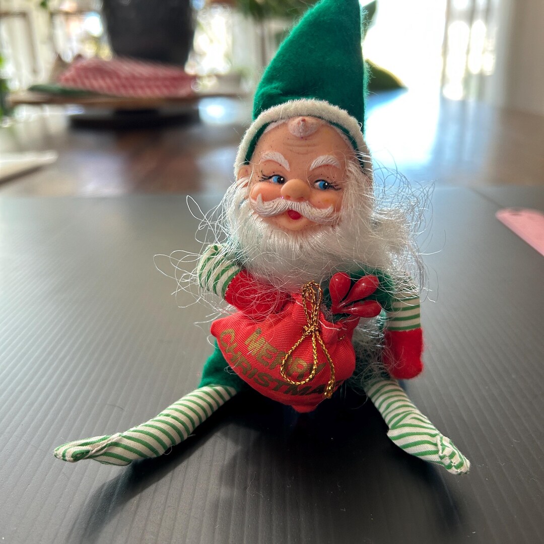 Vintage Poseable Elf Santa Decirative Wire Legs Felt Christmas Figure ...