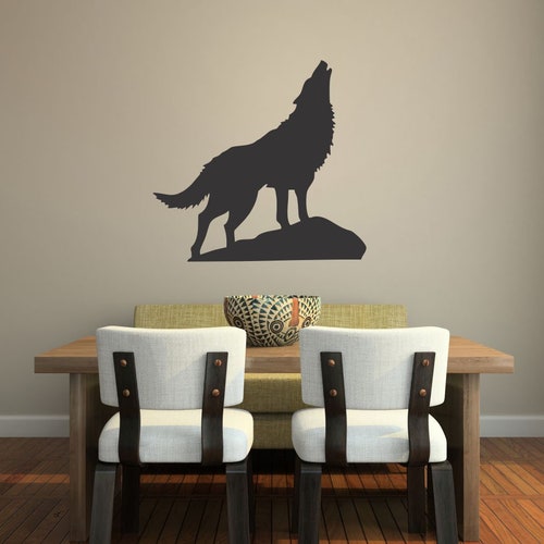 Howling Wolf on Nature Wall Art Decor Sticker Wolf Wall Decal - Etsy