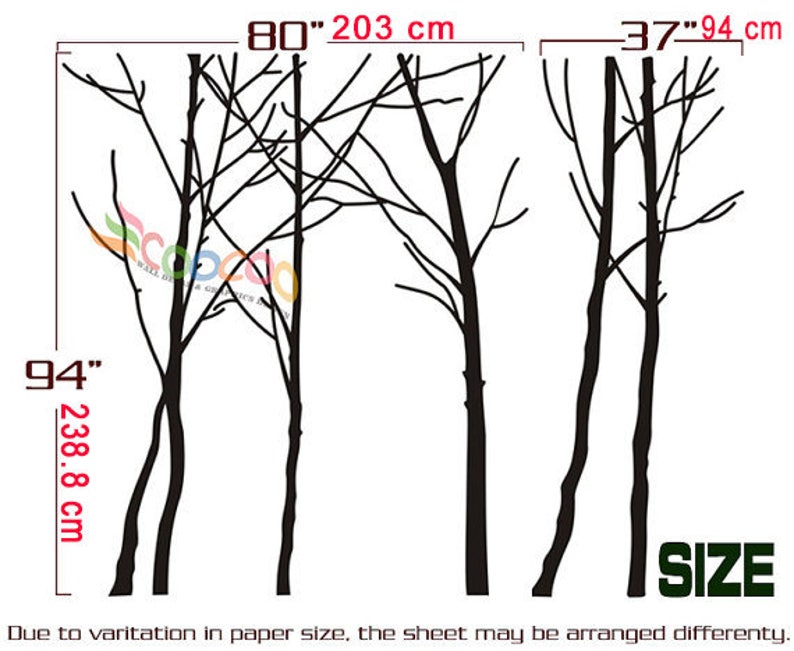 Tree Wall Decal Forest Vinyl Sticker Large Nursery Wall Decal | Etsy