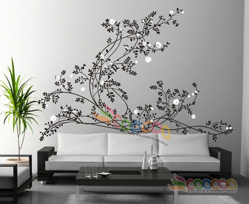 Wall Decor Decal Sticker Removable Vinyl LARGE Graceful Peony - Etsy