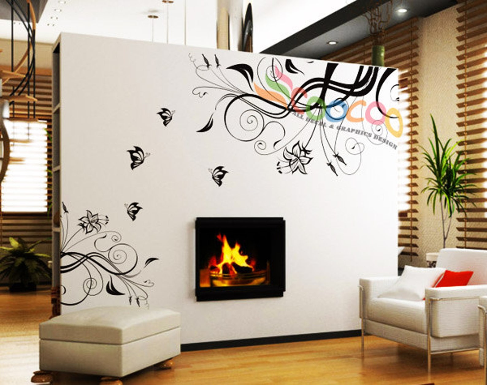 Wall Decor Art Vinyl Removable Mural Decal Sticker Butterfly - Etsy