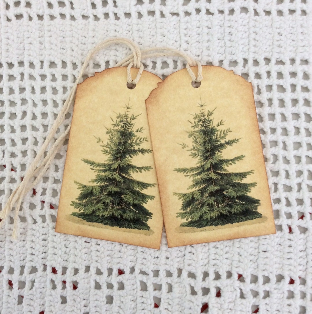 Merry Christmas Tags Vintage Tree (12) - Etsy