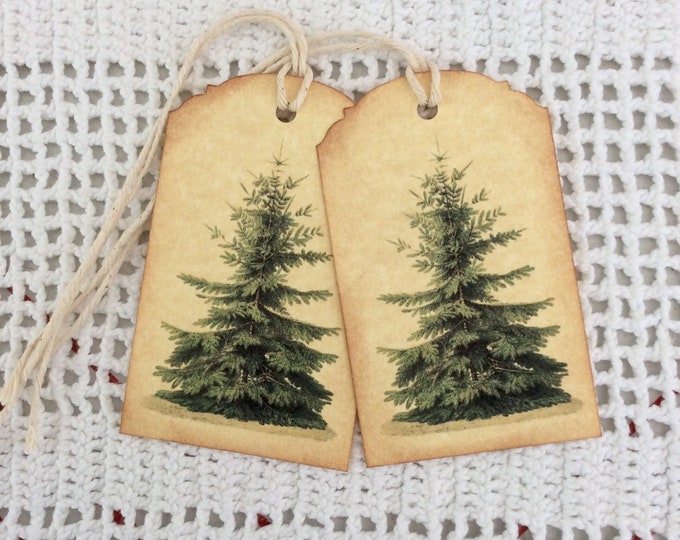 Merry Christmas Tags Vintage Tree (12) - Etsy