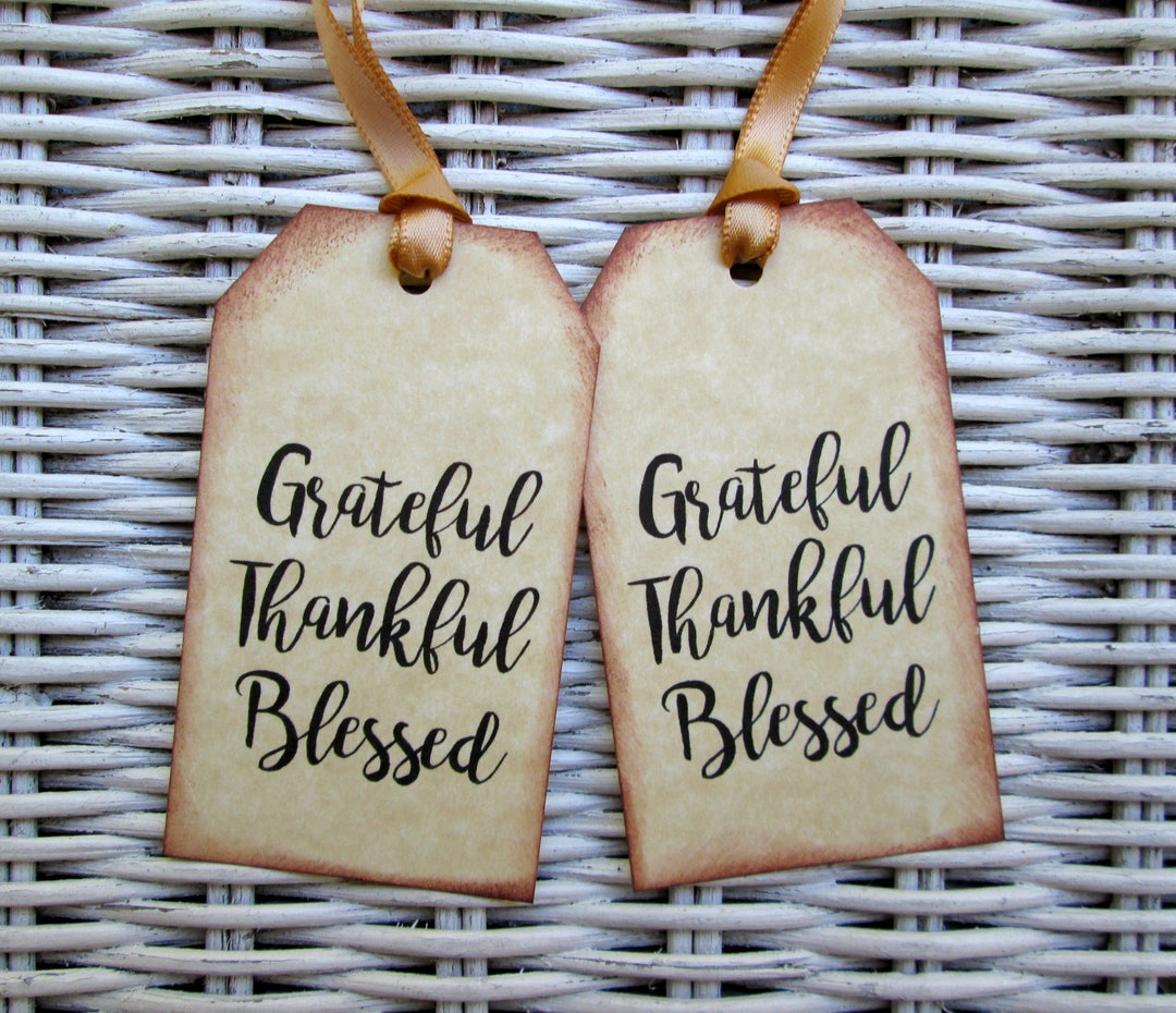 Thanksgiving Tags, Grateful Thankful Blessed Tags (12) - Etsy