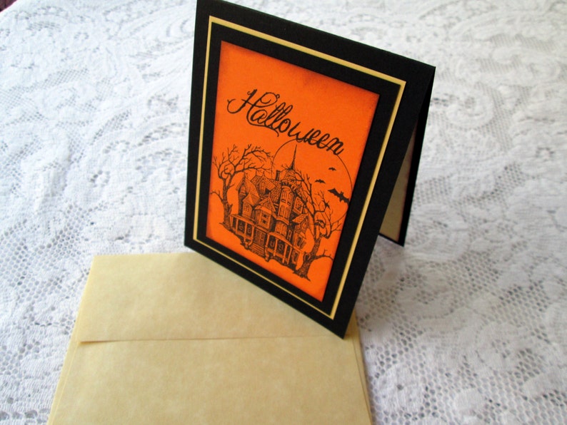 Haunted House Card Halloween Greeting Card Haunted House | Etsy