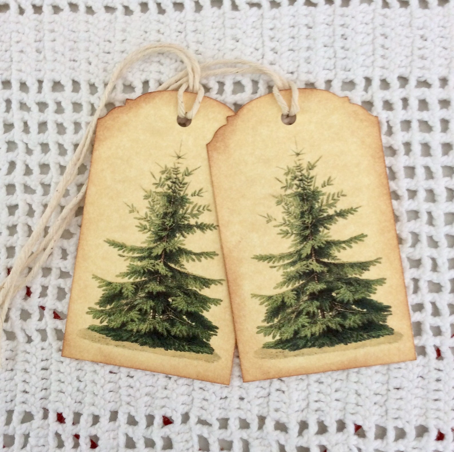 Merry Christmas Tags Vintage Tree (12) - Etsy