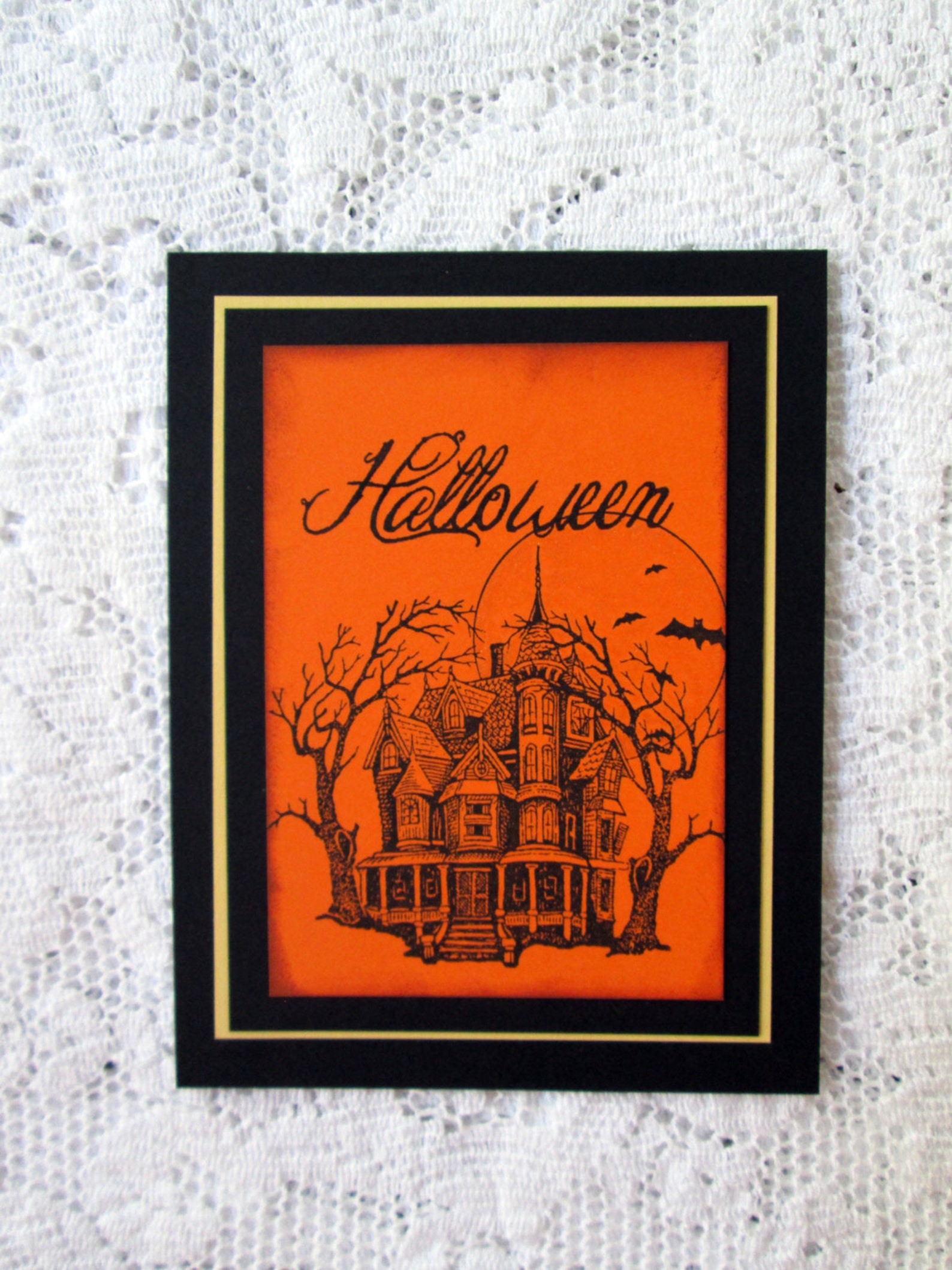 Haunted House Card Halloween Greeting Card Haunted House - Etsy