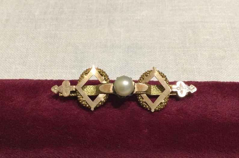 Antique Victorian Rolled Gold Pin With Pearl on Original Card ~ Circa ...