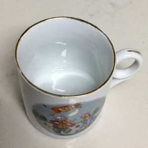 1900 Antique Victorian German Porcelain Childs Cup Hey Diddle Diddle ...