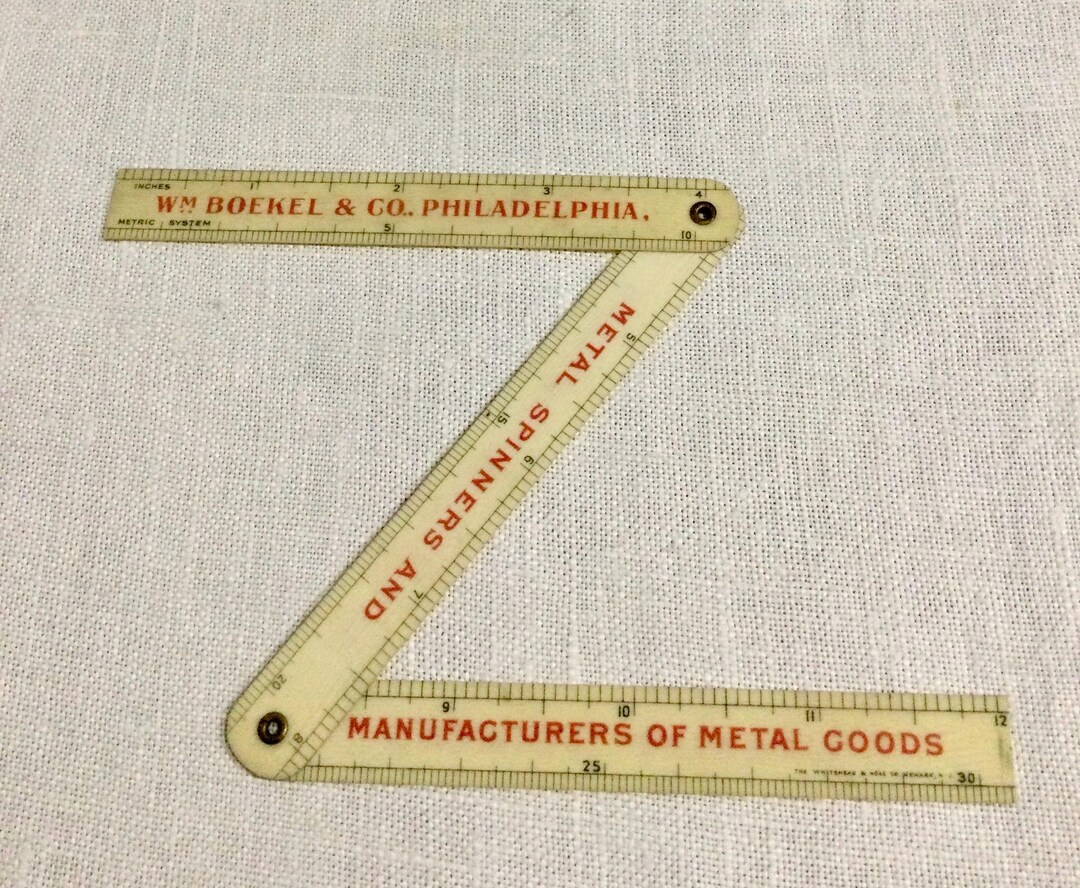 Vintage Celluloid Trifold Folding Ruler 12” Measure ~ Wm. Boekel & Co ...
