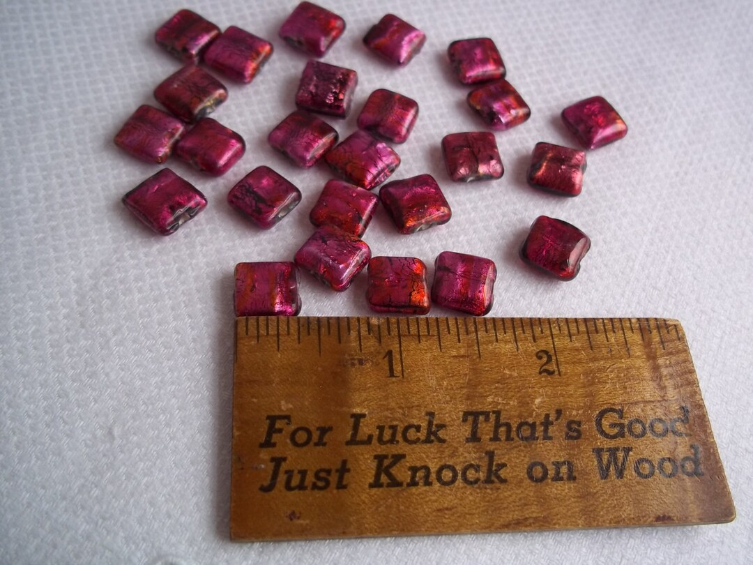 Antique Vintage 1930's Bohemian Czech Fiery Raspberry Red Square ...