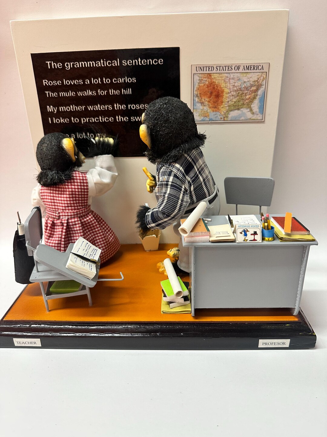 Vintage Teacher & Professor Monkey Diorama – Handmade Classroom ...