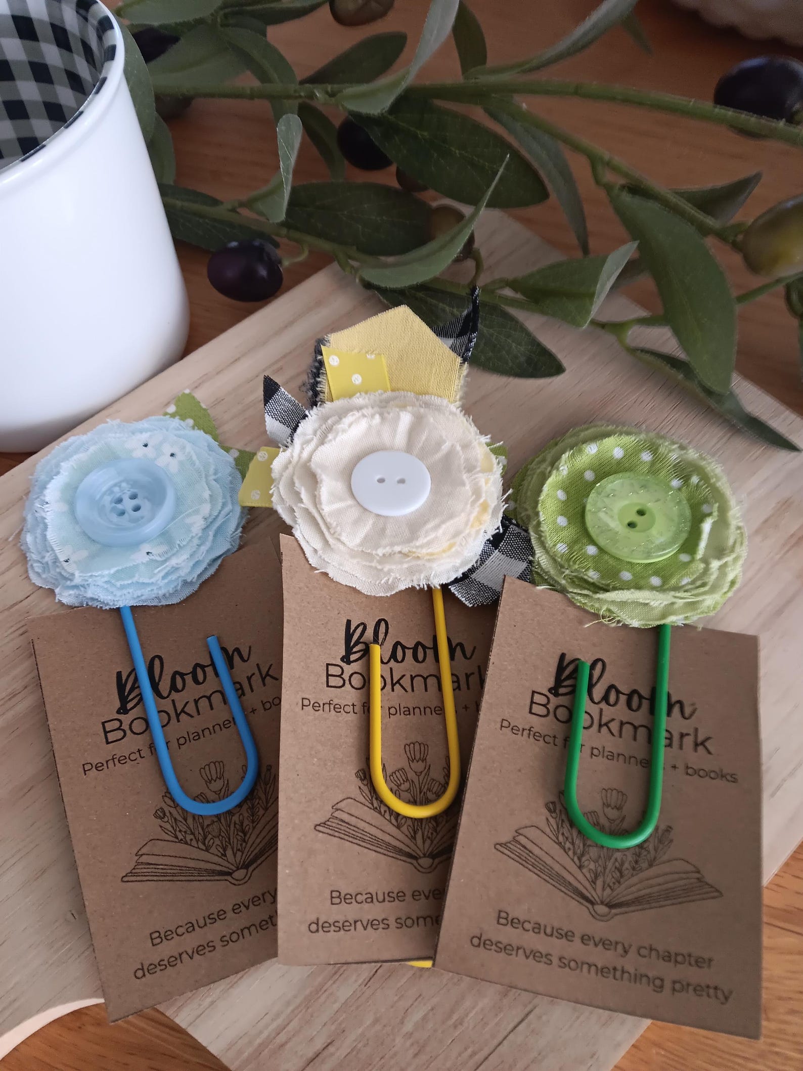 Fabric Flower Bookmark | Handmade Planner Clip | Floral Page Marker ...
