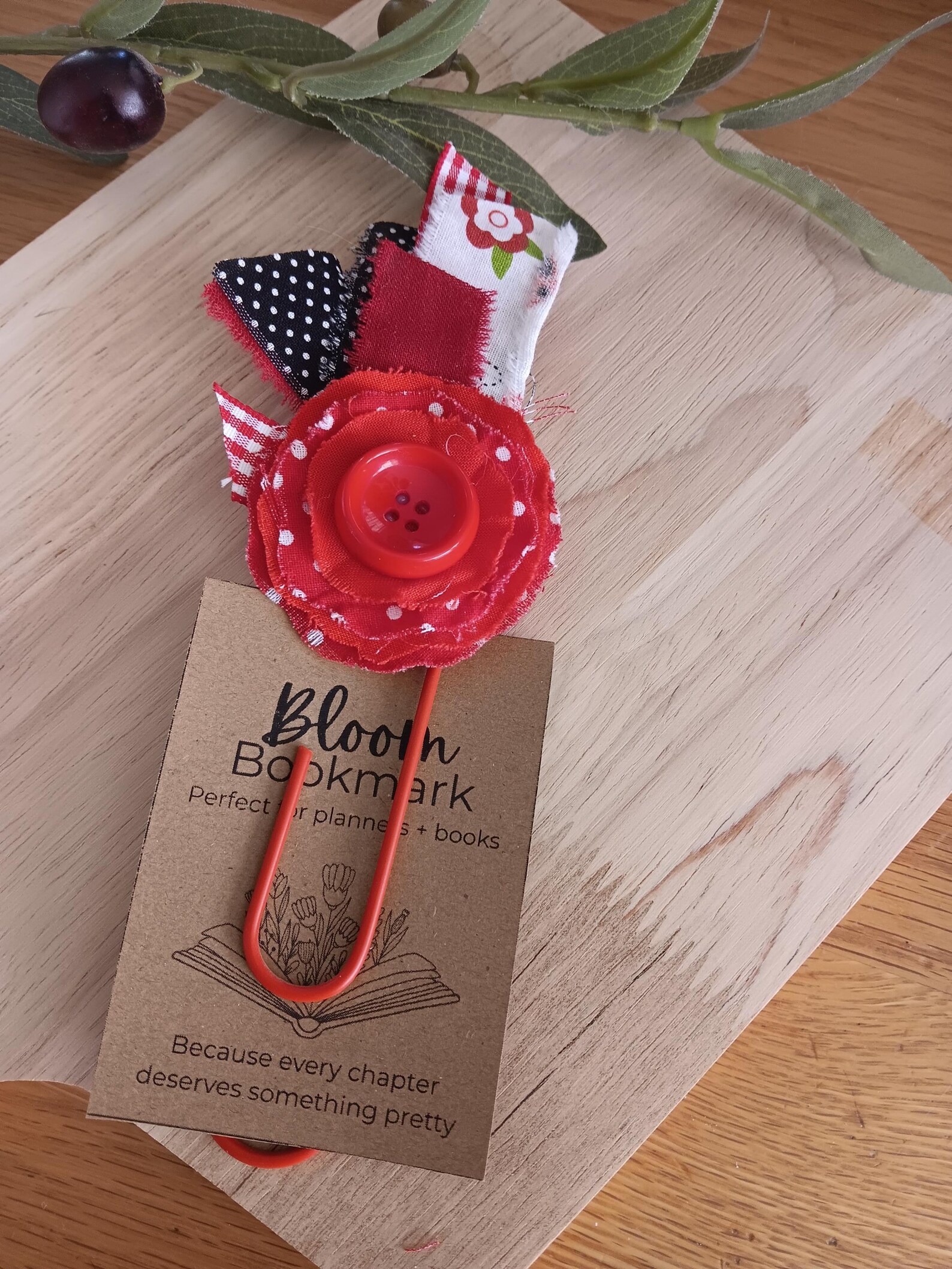 Fabric Flower Bookmark | Handmade Planner Clip | Floral Page Marker ...