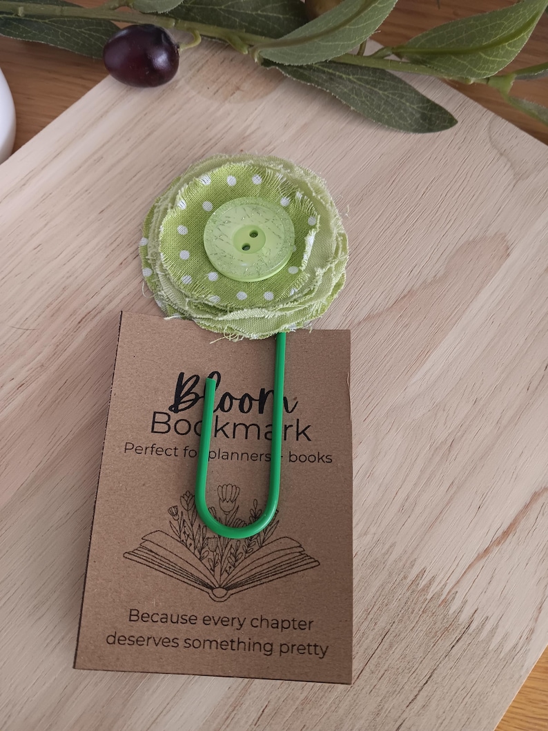 Fabric Flower Bookmark | Handmade Planner Clip | Floral Page Marker ...