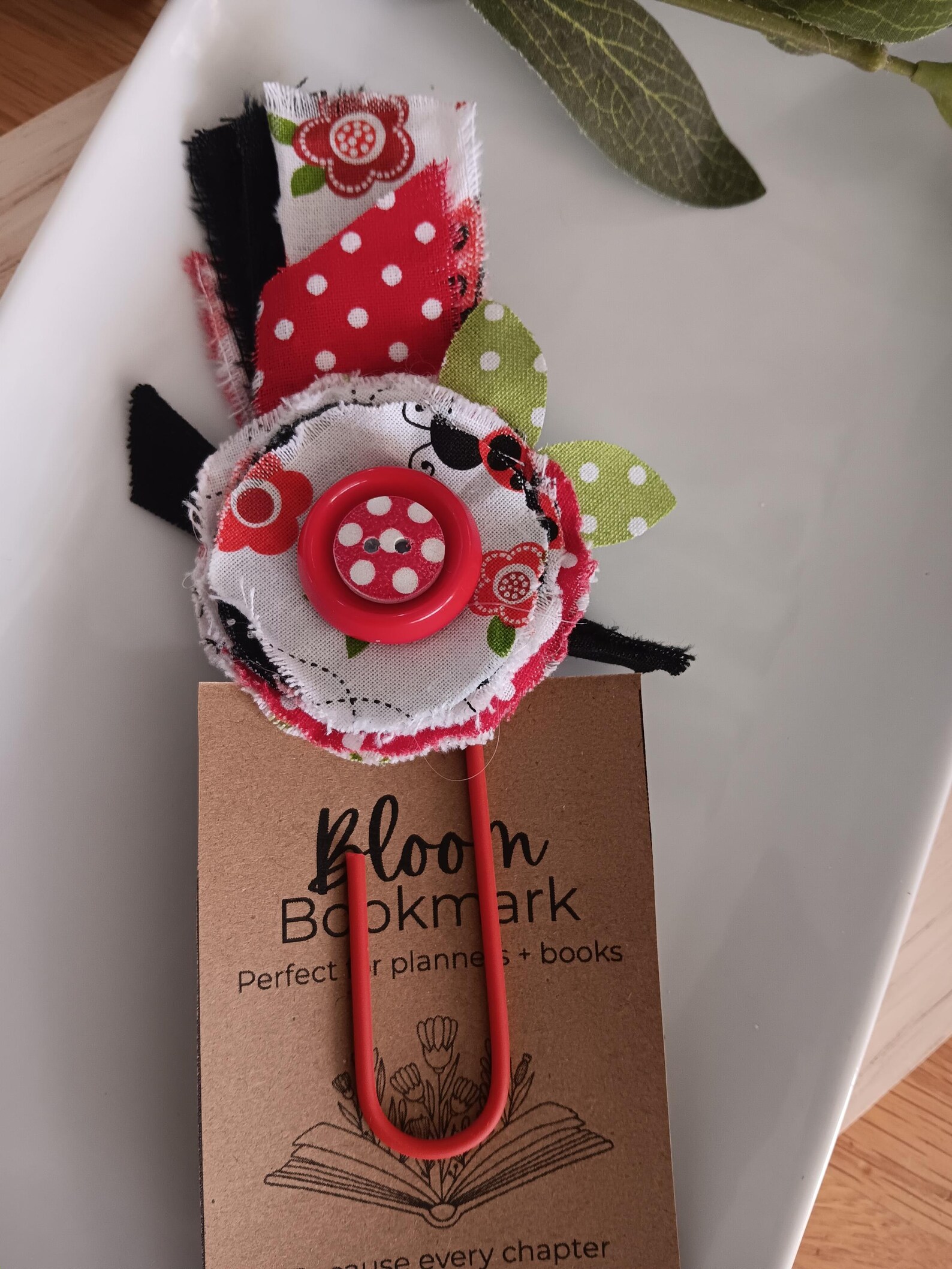 Fabric Flower Bookmark | Handmade Planner Clip | Floral Page Marker ...