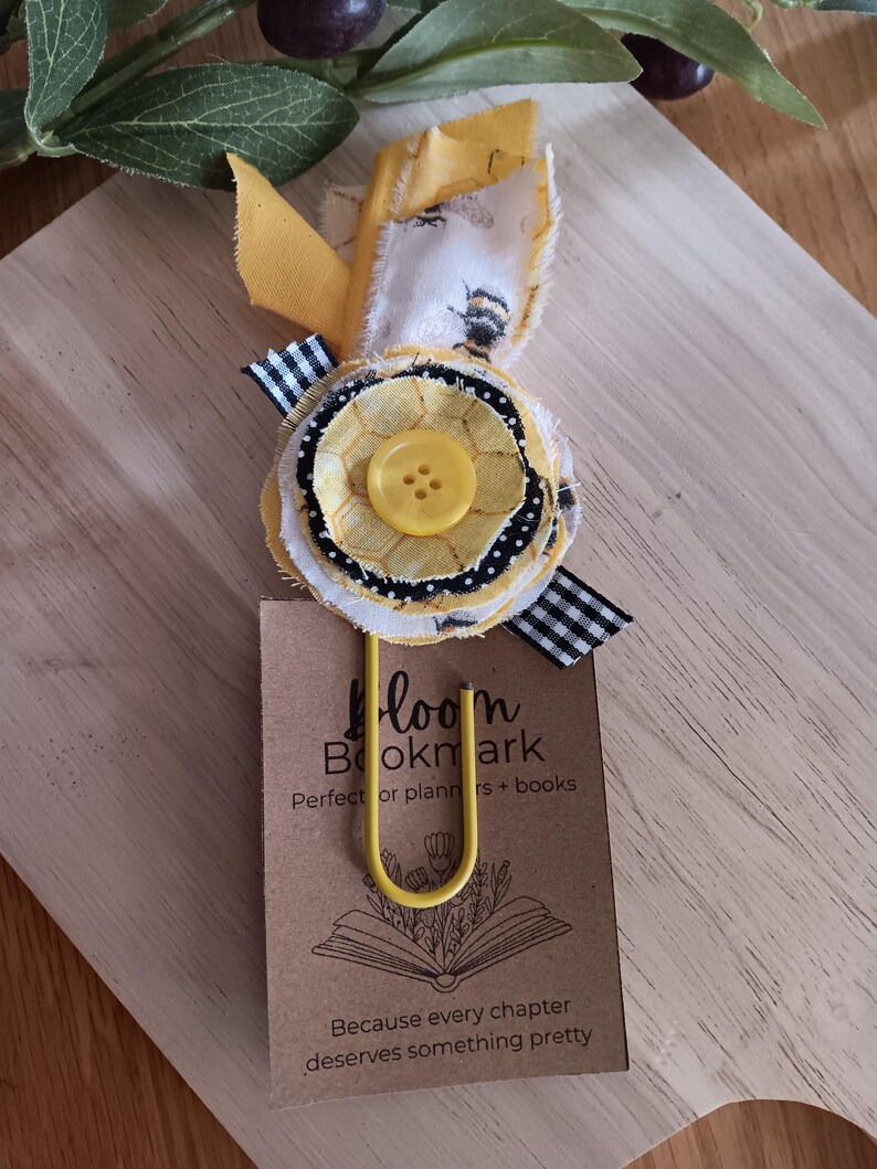 Fabric Flower Bookmark | Handmade Planner Clip | Floral Page Marker ...