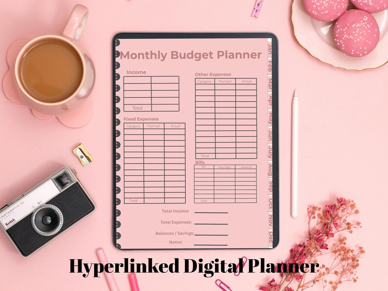 2026 Budget Planner Printable Pink | Hyperlinked Feminine Finance ...
