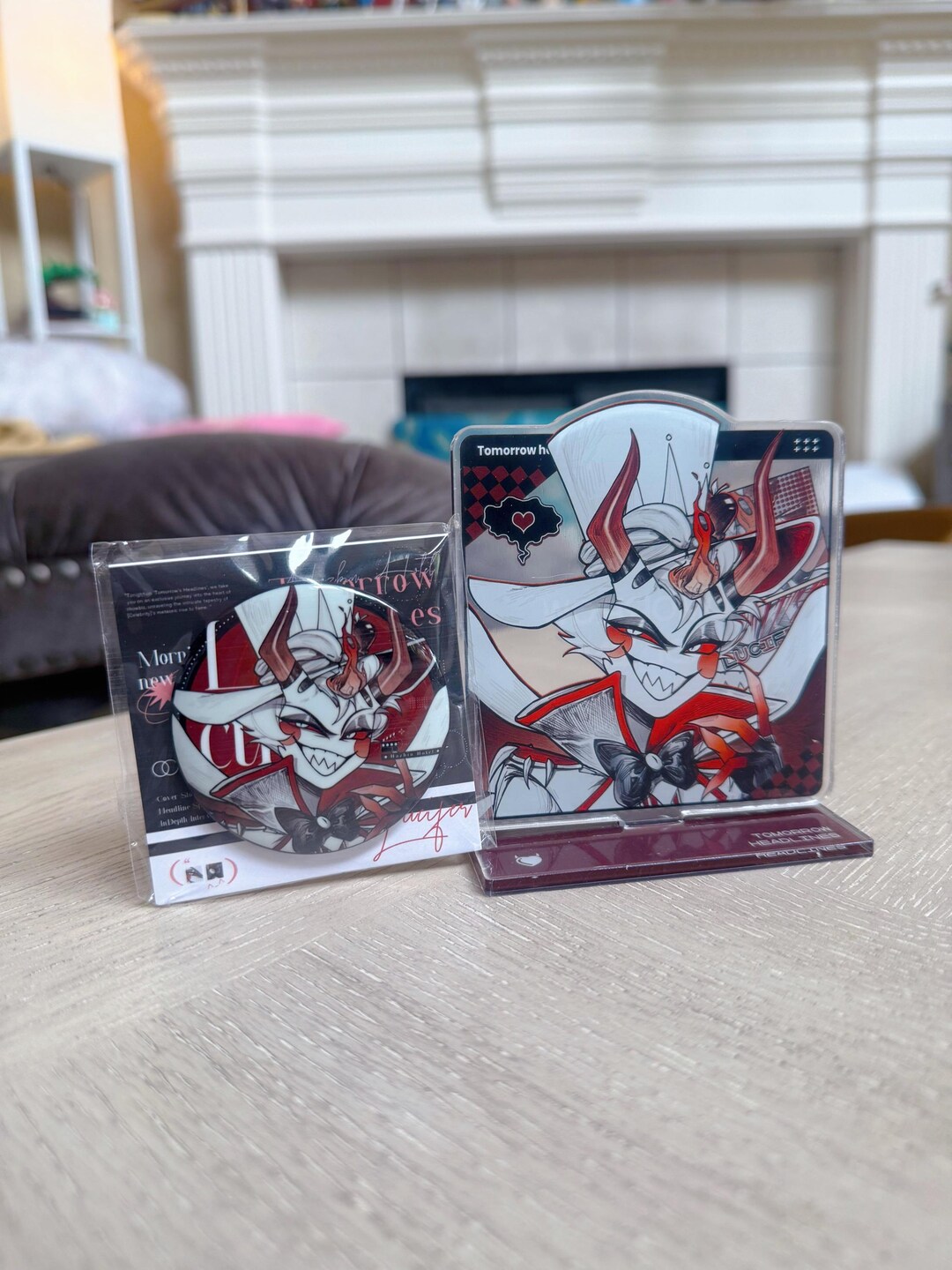 Hazbin Hotel Lucifer Morningstar Acrylic Standee and Badge Set - Etsy