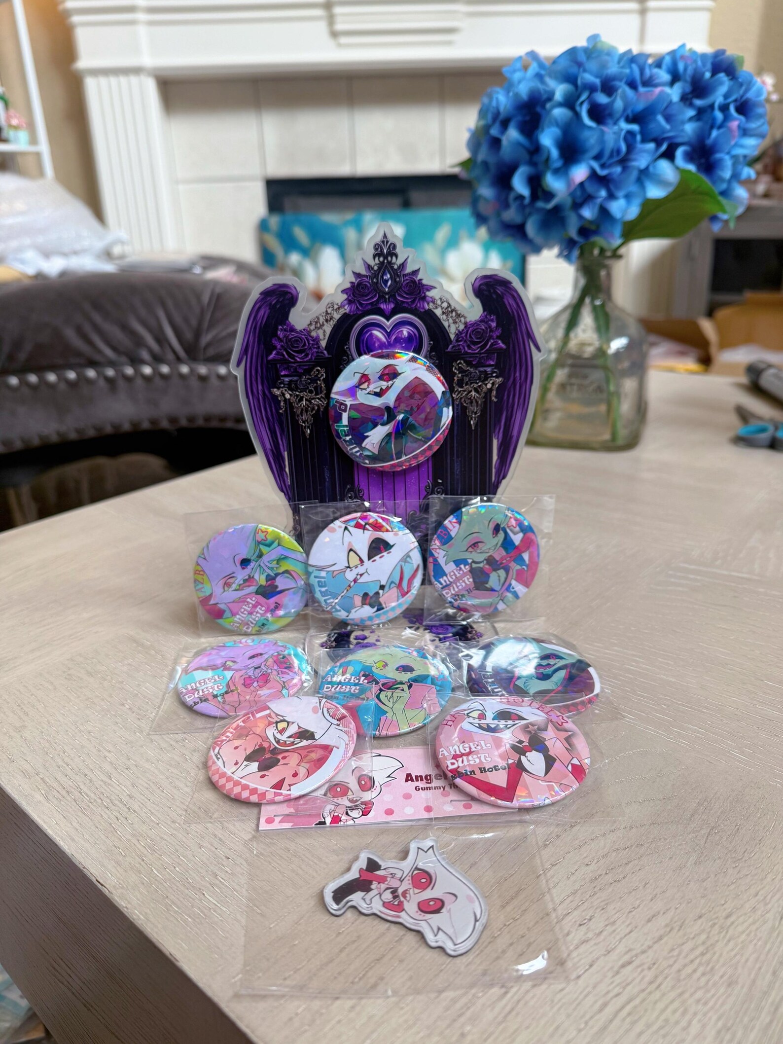 Hazbin Hotel Angel Dust Acrylic Standee Badge Display Set - Etsy