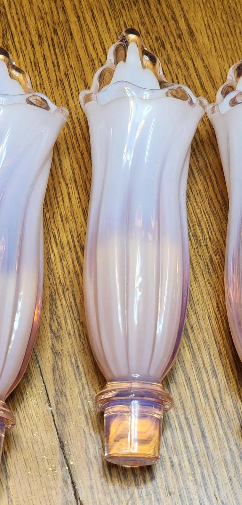 Fostoria Heirloom Pink Opalescent Glass Epergne Horn - Vintage Art ...