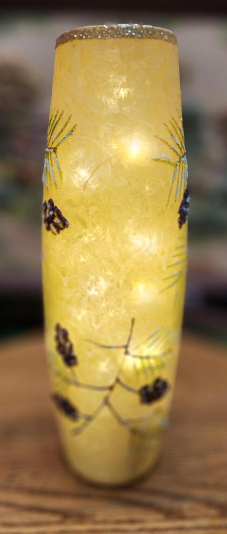 Golden Crackle Glass Pinecone/pine Needle Vase/lamp (string Light Not ...